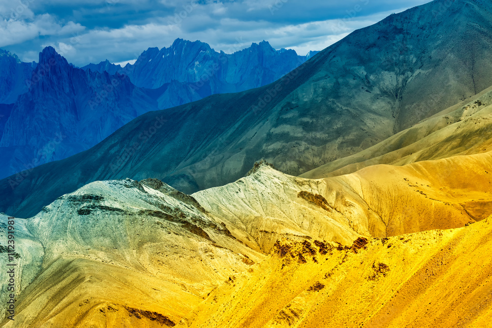 Nice colourful rocks of Moonland, landscape Leh, Jammu Kashmir, India ...