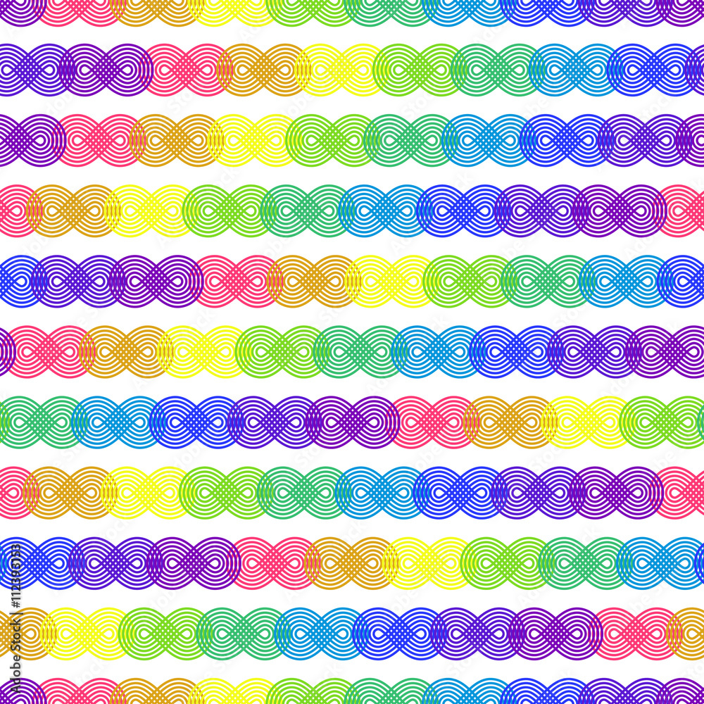 Seamless texture with signs of infinity. Rainbow background with ...