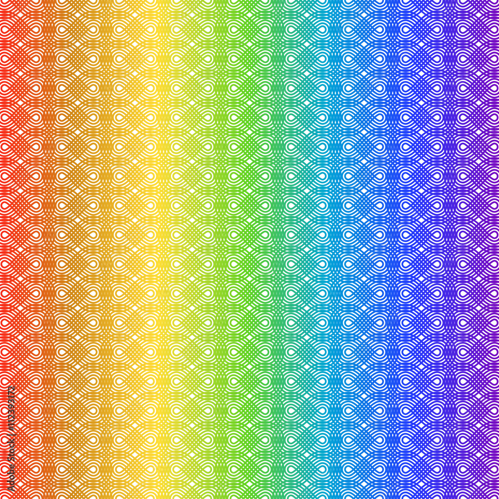 Seamless texture with signs of infinity. Rainbow background with ...