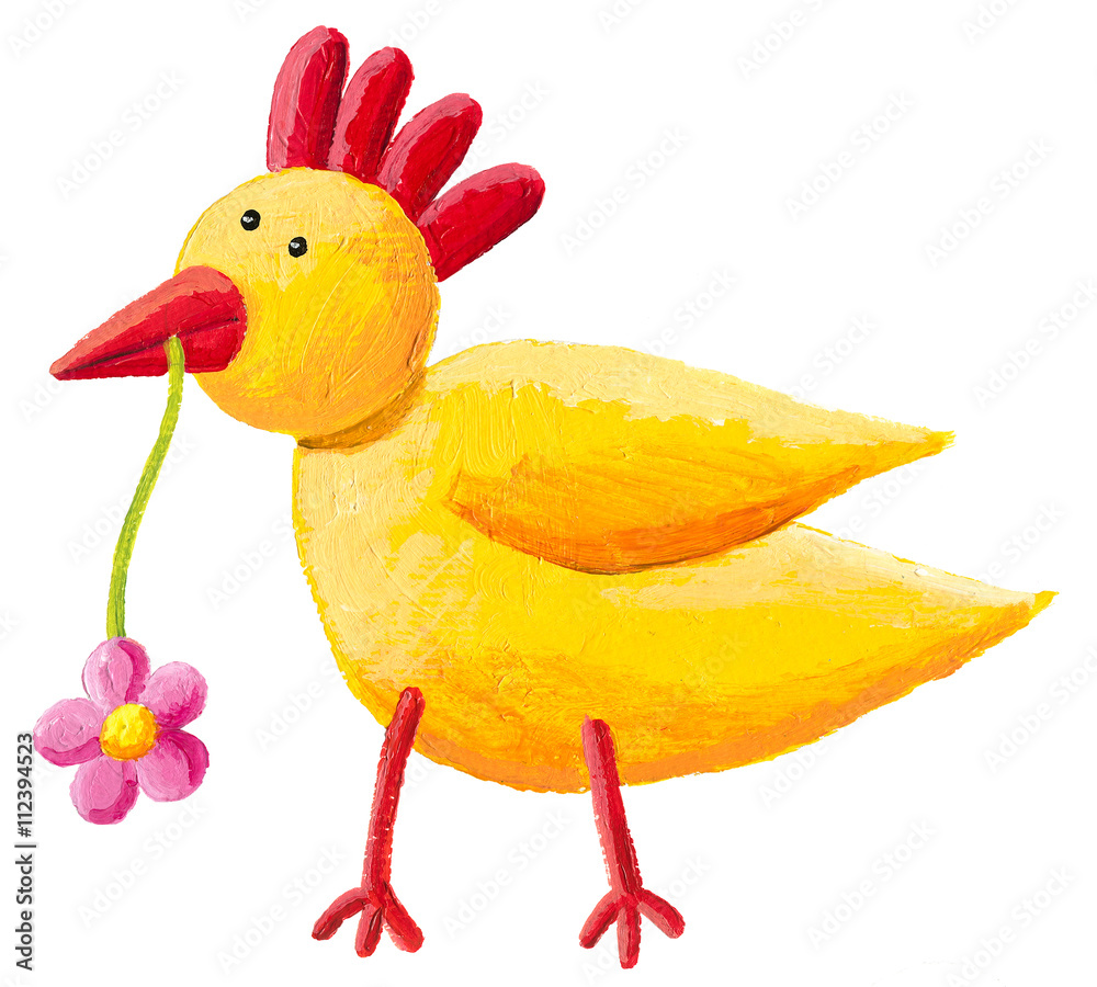 Funny yellow hen Stock-Illustration | Adobe Stock