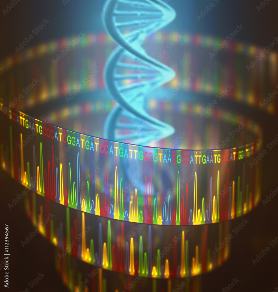 Sanger Sequencing. 3D illustration of a method of DNA sequencing. Stock ...