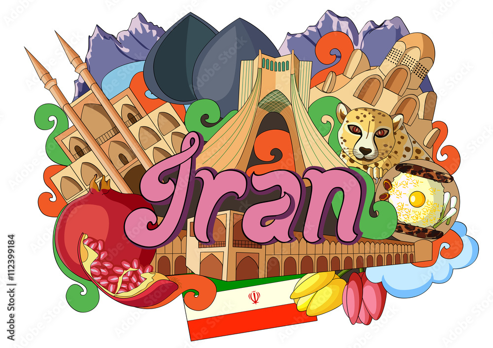 Doodle showing Architecture and Culture of Iran Stock Vector | Adobe Stock