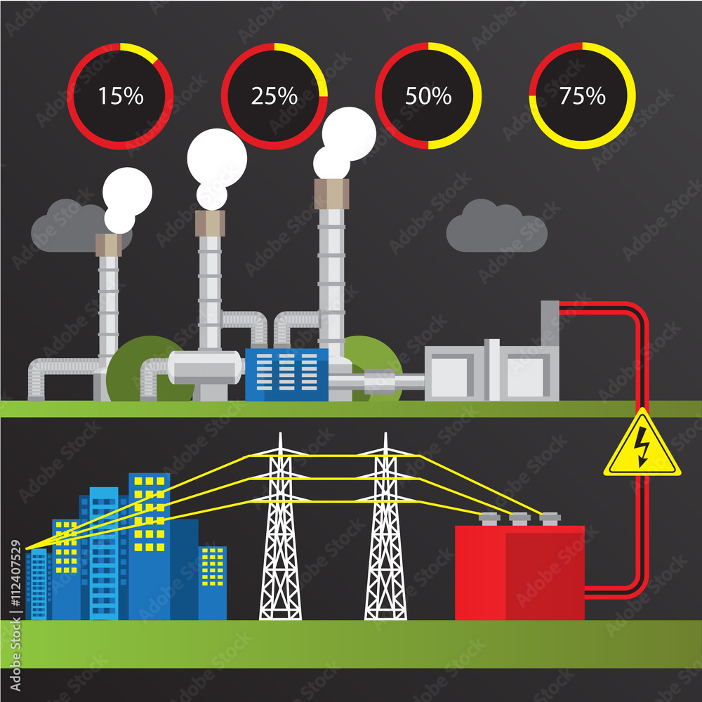 Geothermal power station Trendy infographics set. All types of power ...
