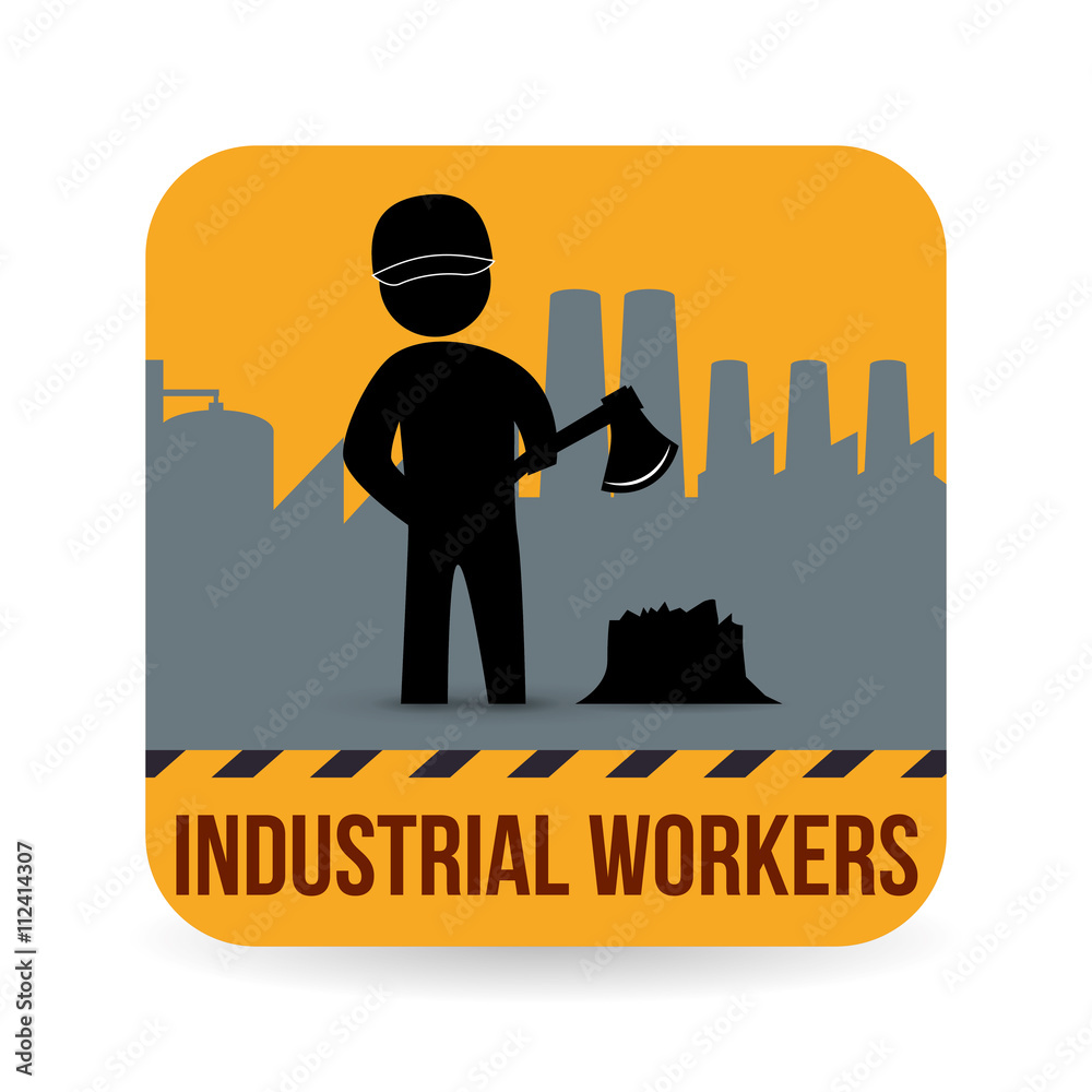 Worker design. Industrial icon. White background , vector Stock Vector ...