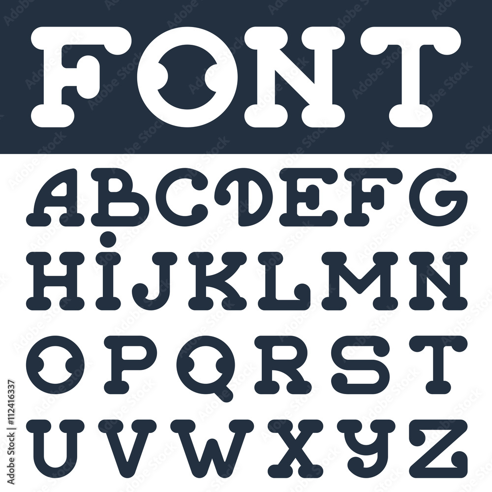 English font set. Typeface with rounded corners Stock Vector | Adobe Stock