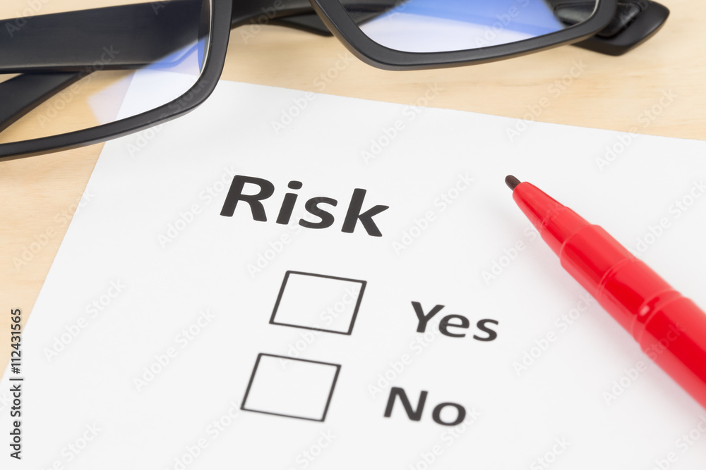 Risk assessment check box and pen Stock Photo | Adobe Stock