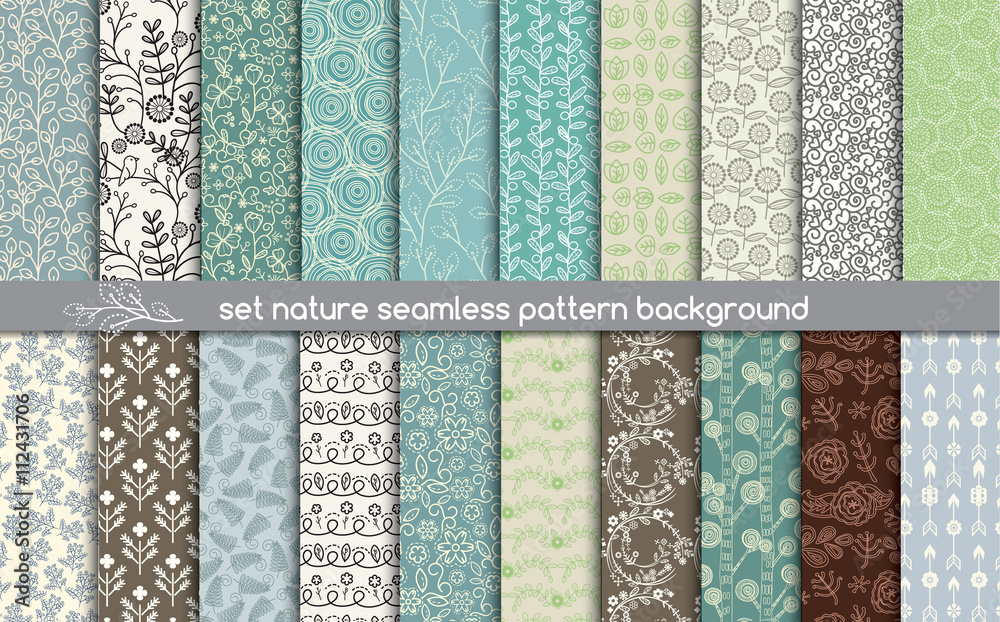 set nature seamless patterns.pattern swatches included for illustrator ...