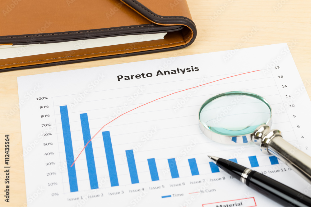 Pareto principle business analysis planning with pen and magnifi Stock ...