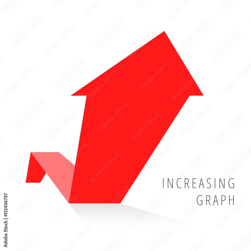 Increasing graph concept. Red arrow depict growth business. Flat ...