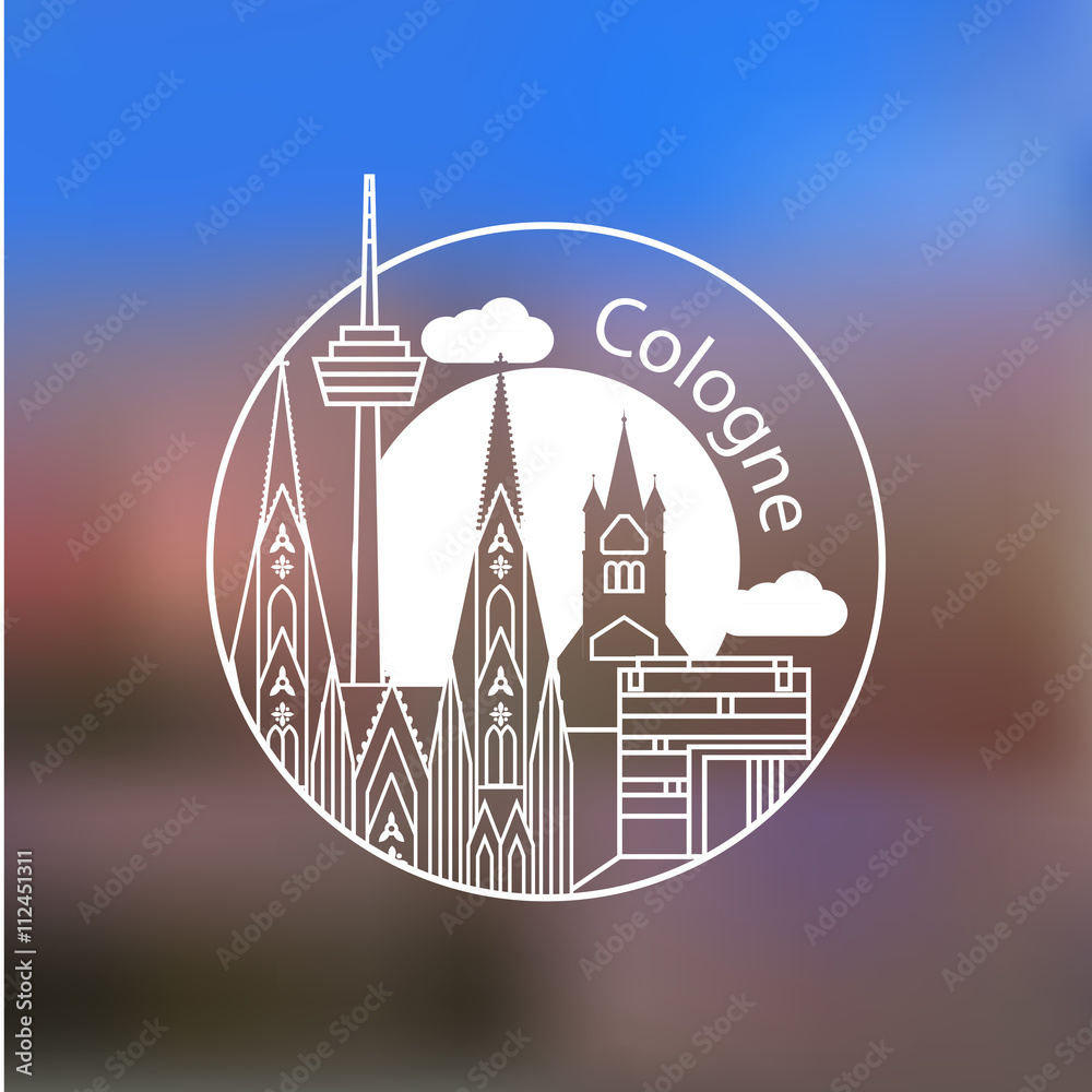 Koln vector linear logo. Trendy stylish landmarks. Great St. Martin ...
