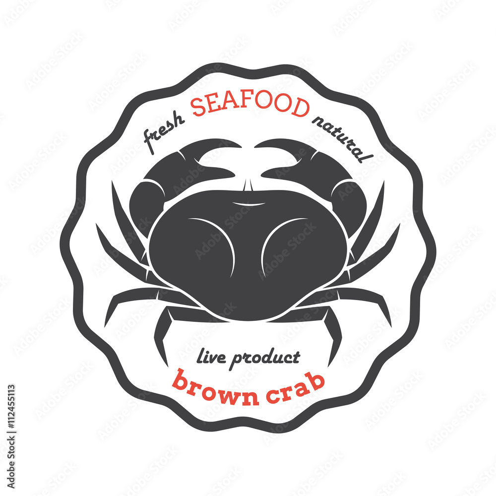 Vector brown crab silhouette. Crab logo. Crab label. Template for ...