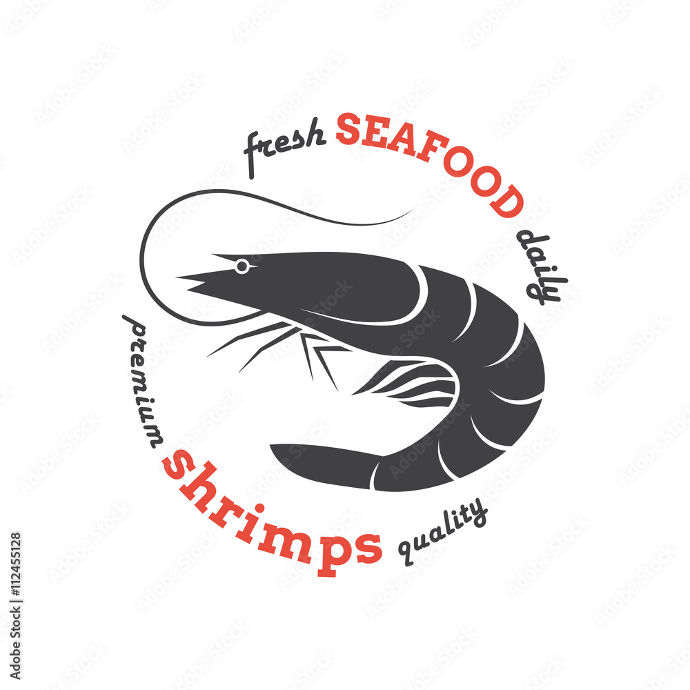 Vector shrimp silhouette. Shrimp logo. Shrimp label. Template for ...