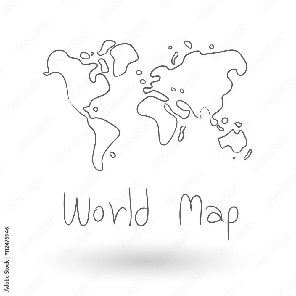World Map freehand drawing Vector,World Map illustration Stock Vector ...