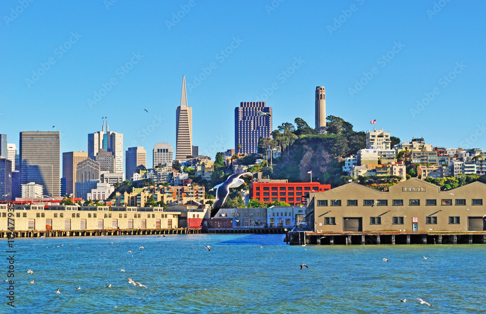 San Francisco: skyline visto dalla Baia il 7 giugno 2010. La Baia di ...