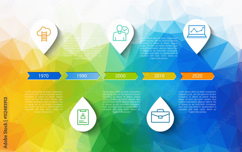 Infographic timeline design concept - template with points and outline ...