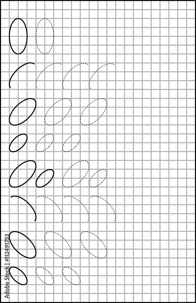 Educational page with exercises for children on a square paper ...