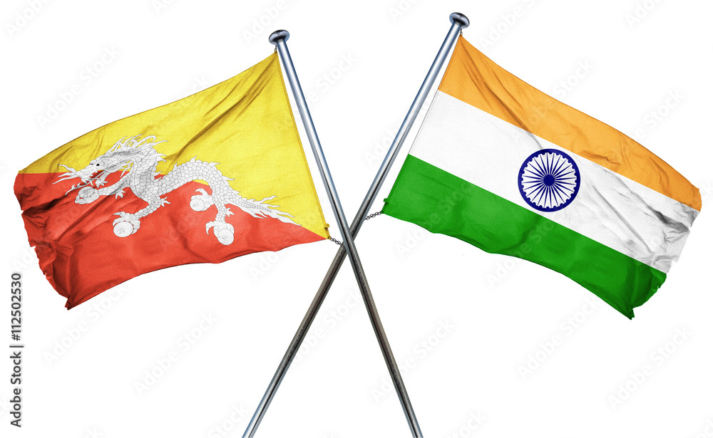 Bhutan flag with India flag, 3D rendering Stock Illustration | Adobe Stock