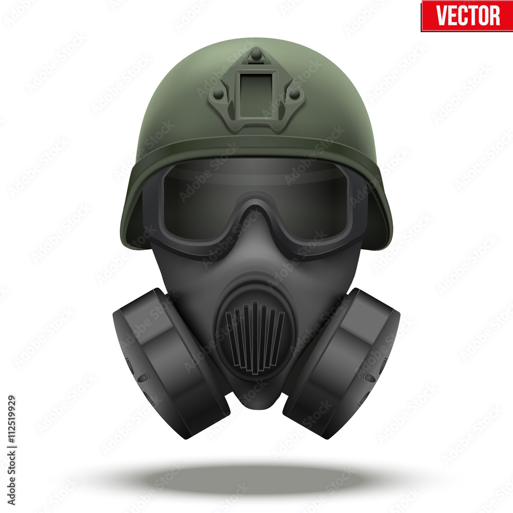 Military tactical helmet with gas mask Stock Vector | Adobe Stock