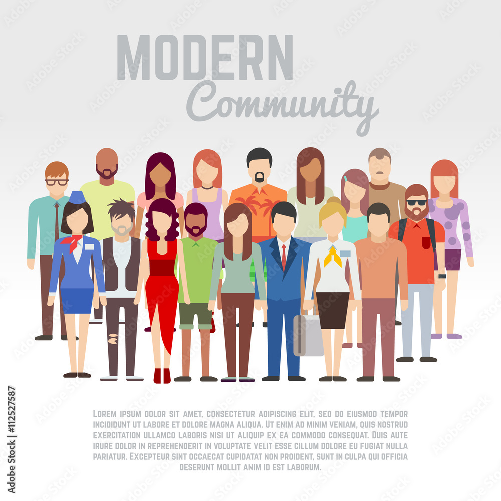 Business or politics community, society members, team vector flat ...