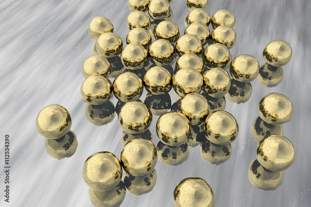 Gold nanoparticles. 3D illustration ilustração do Stock | Adobe Stock