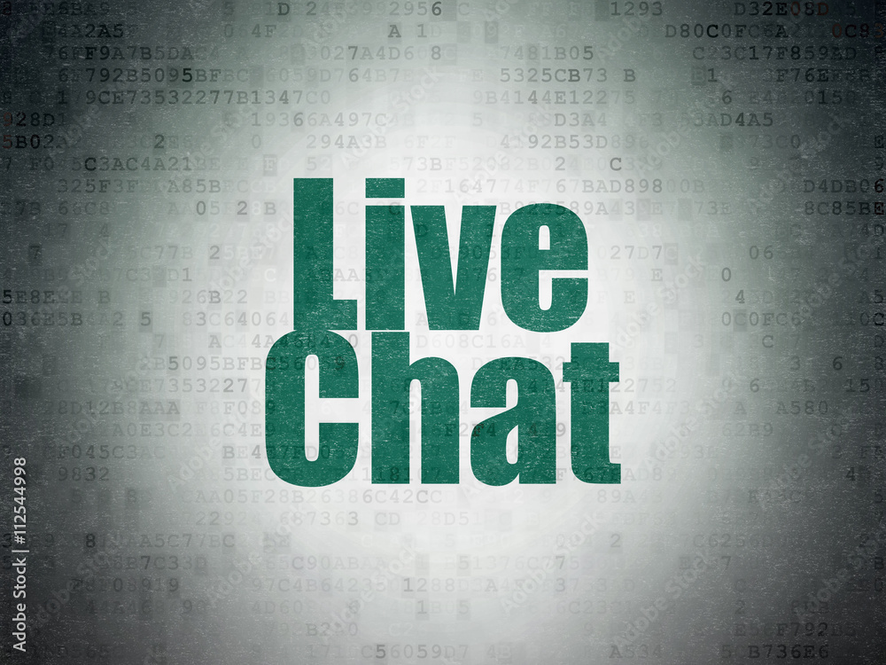 Web design concept: Live Chat on Digital Data Paper background Stock ...