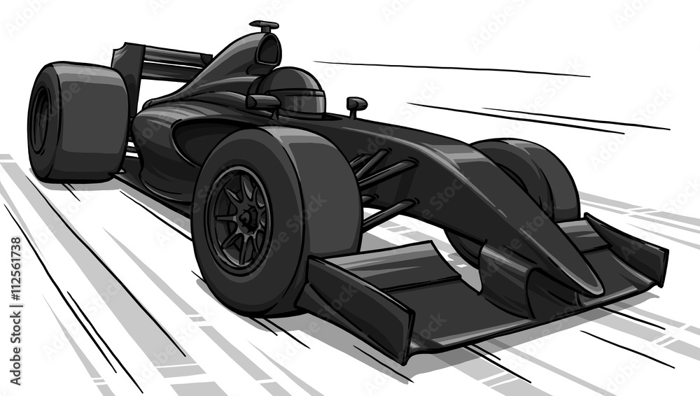 child's funny cartoon formula race car illustration art Stock ...