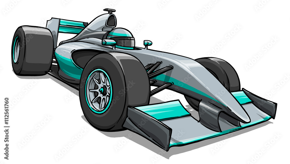 child's funny cartoon formula race car illustration art Stock ...