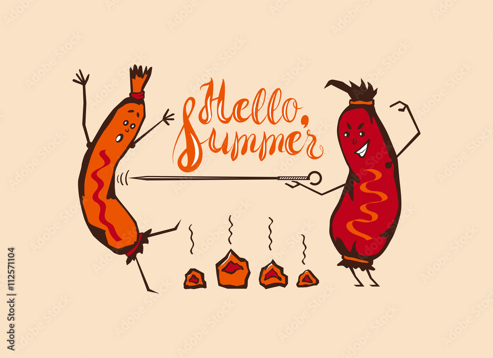 Cartoon Summer BBQ Stock Vector | Adobe Stock