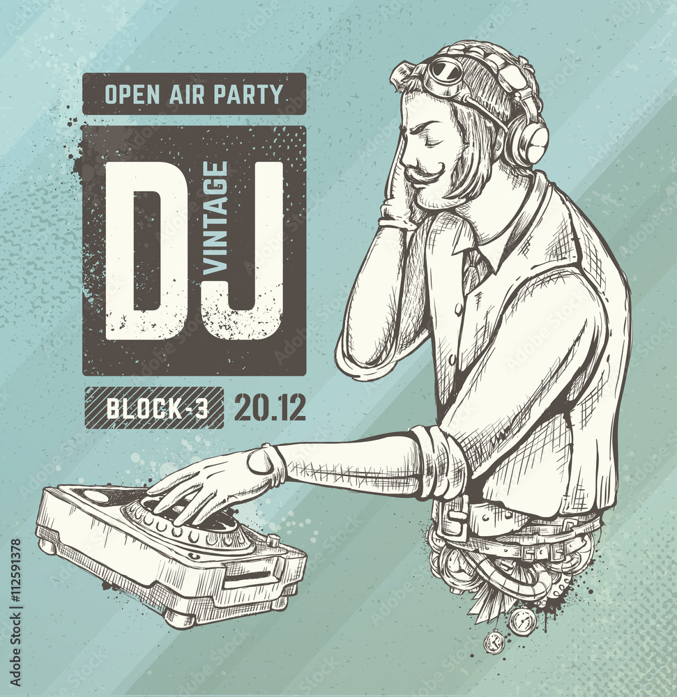 Vintage Dj Stock Vector | Adobe Stock