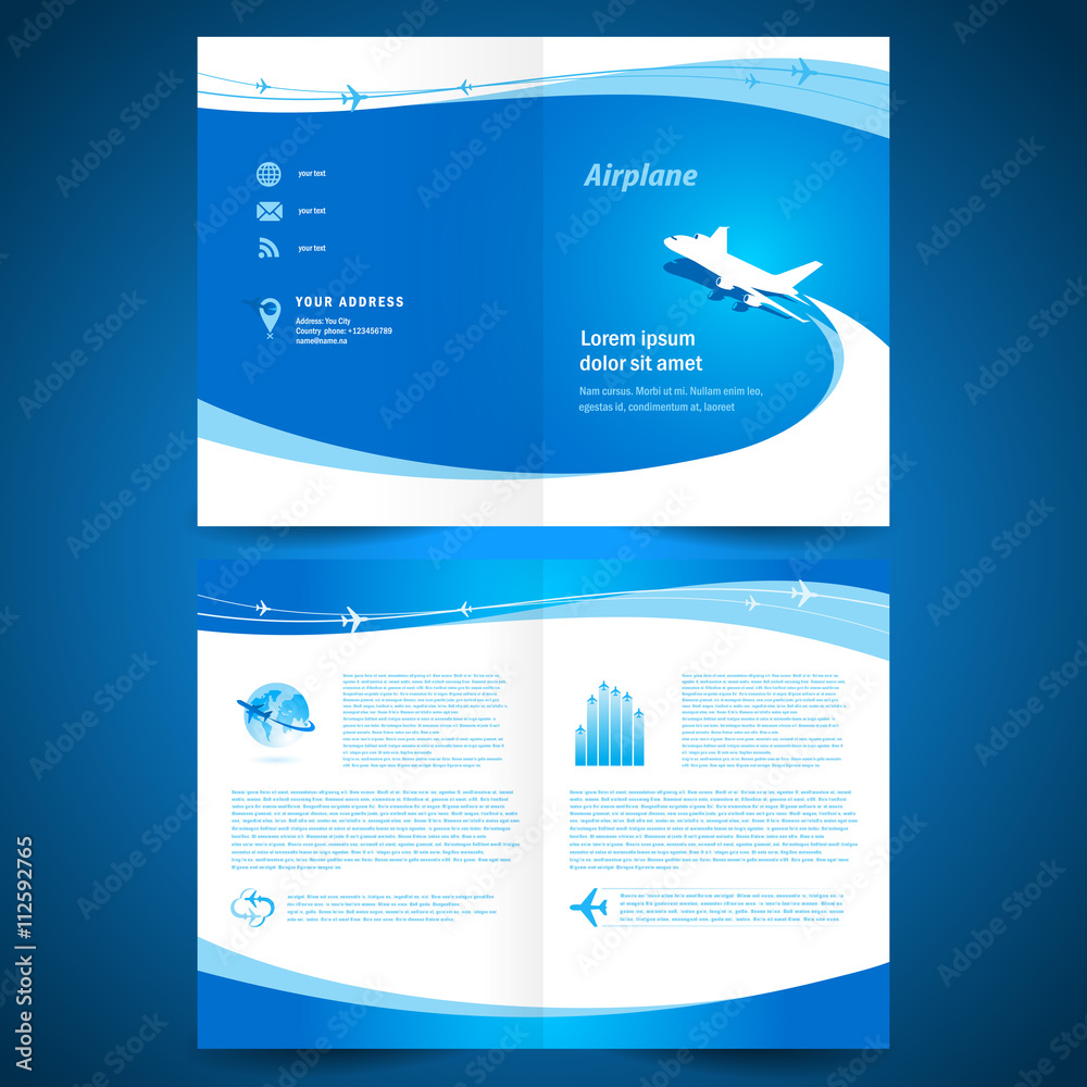 booklet catalog brochure folder airplane airline flight Stock Vector ...