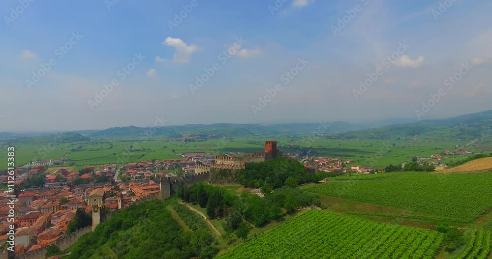 Soave (Italy) surrounded by vineyards that produce one of the most ...