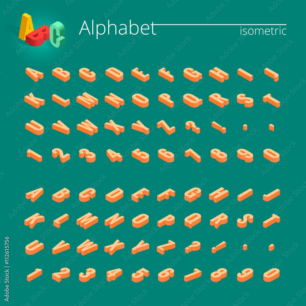 3d isometric alphabet vector font. Isometric letters, numbers and ... 3d isometric alphabet vector font. Isometric letters, numbers and ...