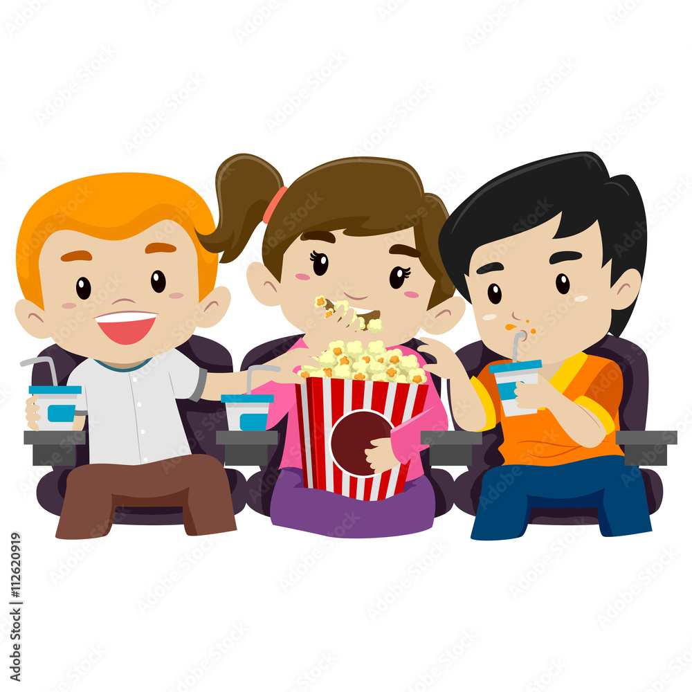 Animated Eating Popcorn Watching