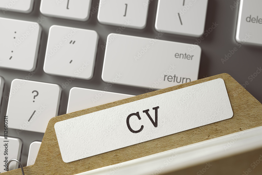 CV written on Card File Overlies White Modern Keypad. Business Concept ...