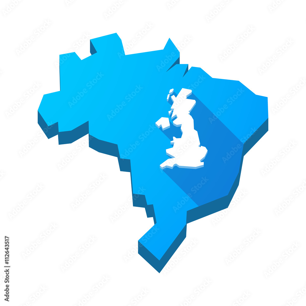 Illustration of an isolated Brazil map with a map of the UK Stock ...