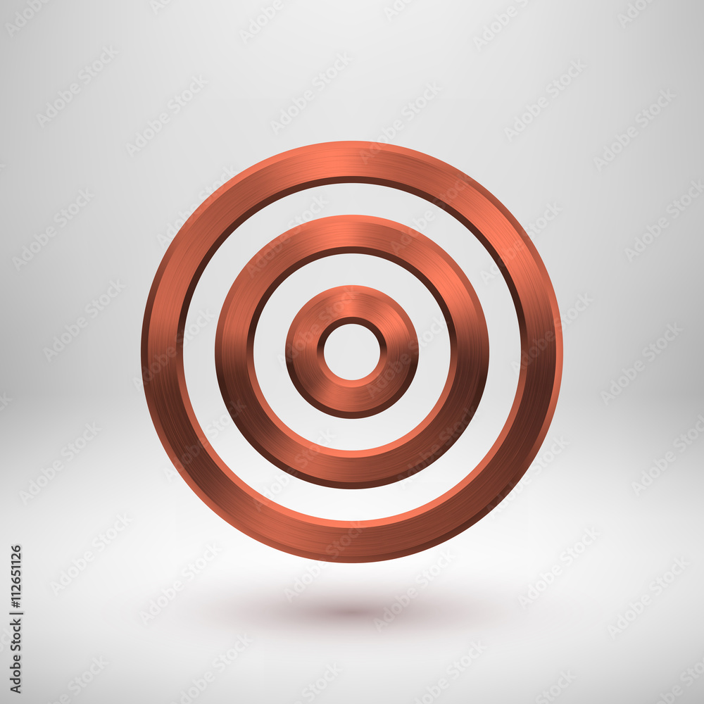Bronze abstract circle geometric badge, technology perforated button ...