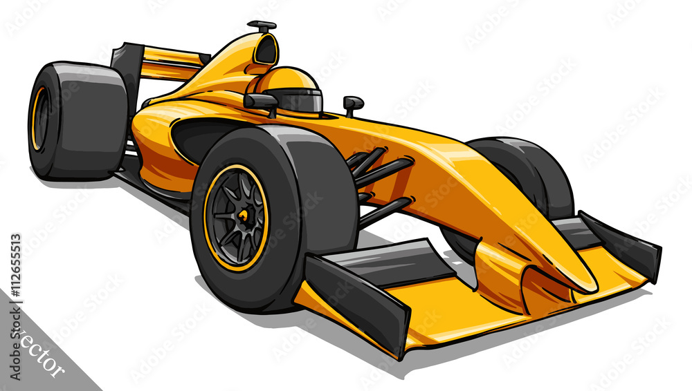child's funny cartoon formula race car vector illustration art Stock ...