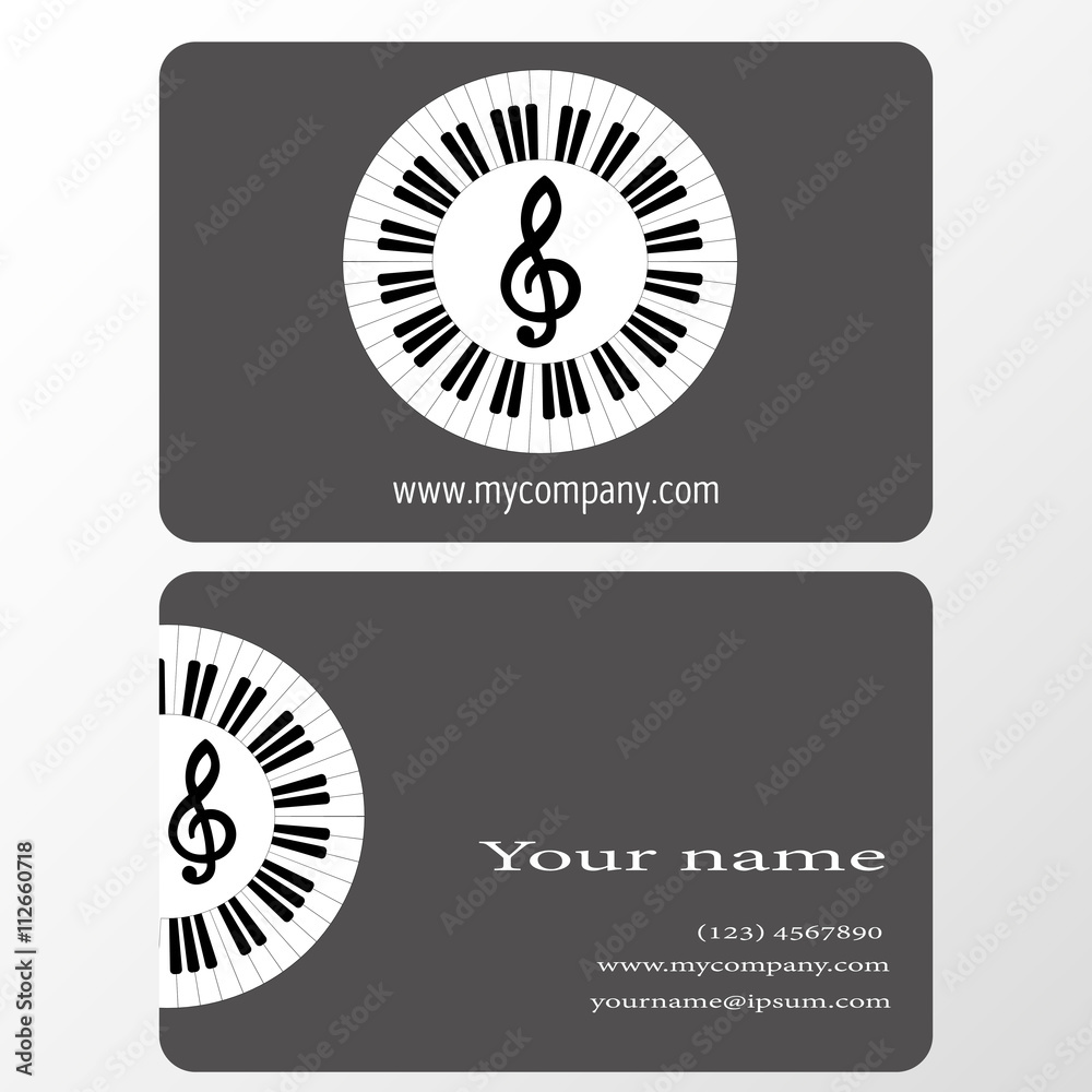 The visiting card for the musical store. advertising design in style of ...