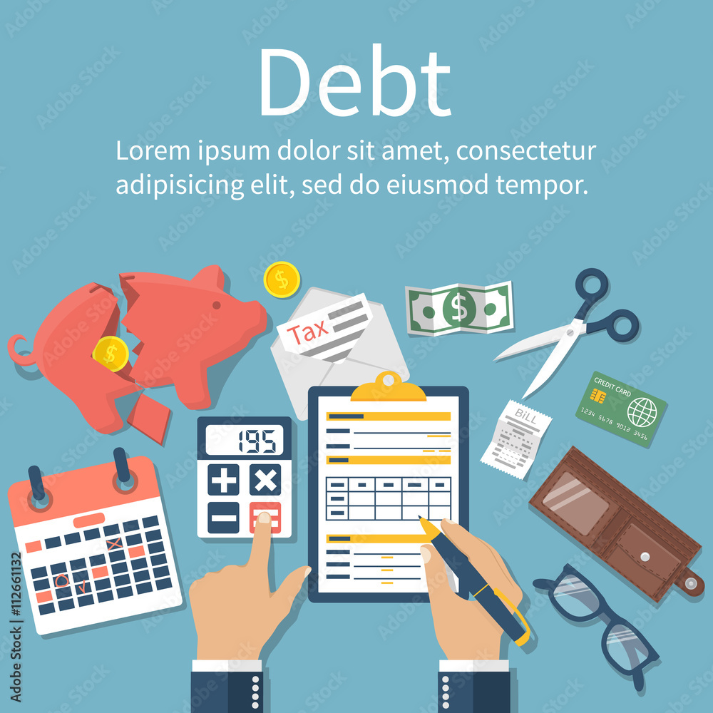 Debt concept vector Stock Vector | Adobe Stock