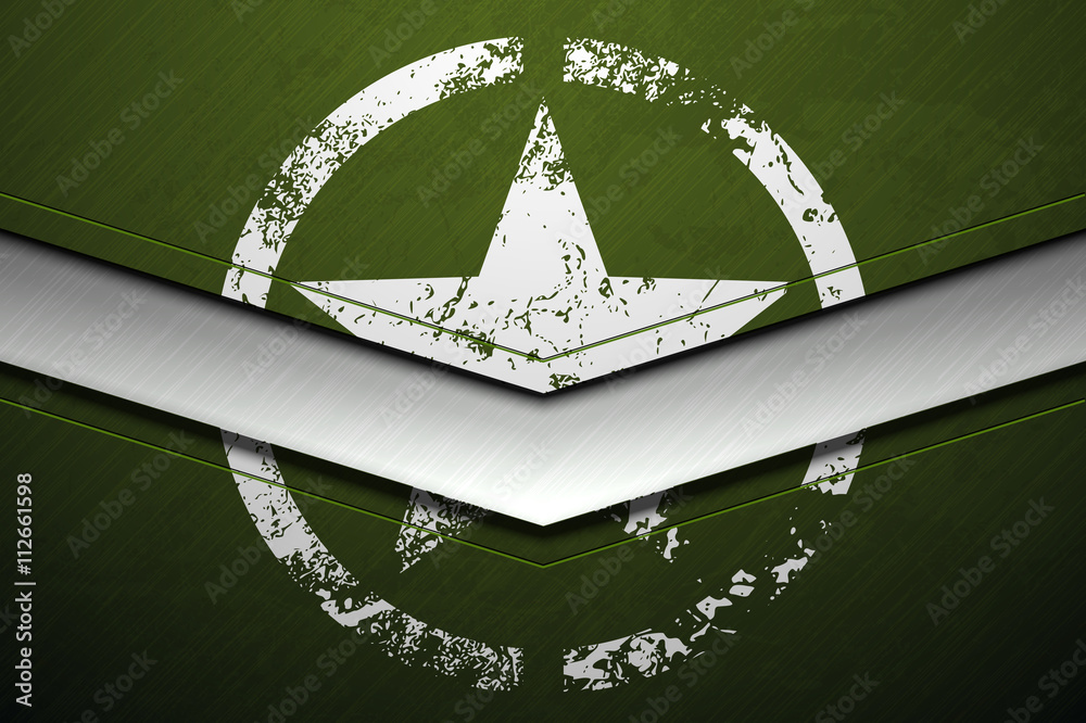 Green metal army background with white damaged military star grunge ...