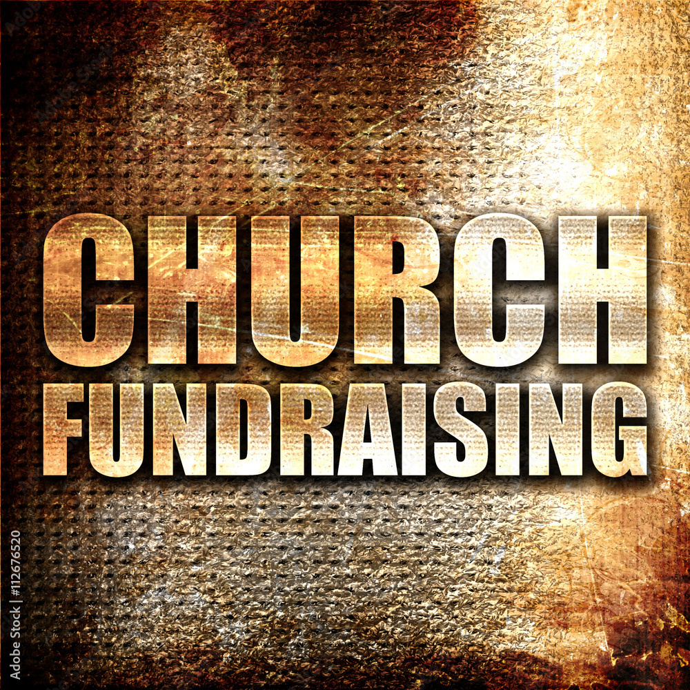 church fundraising, 3D rendering, metal text on rust background Stock ...