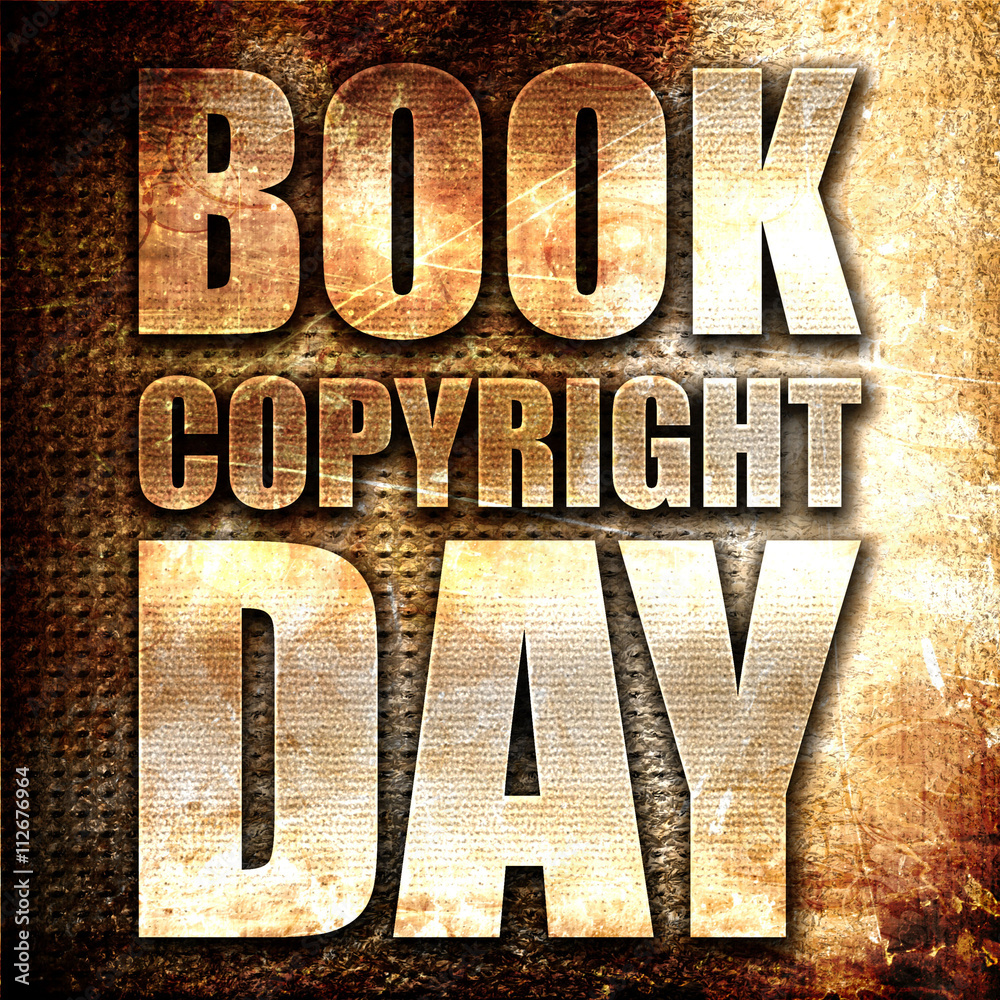 book copyright day, 3D rendering, metal text on rust background Stock ...