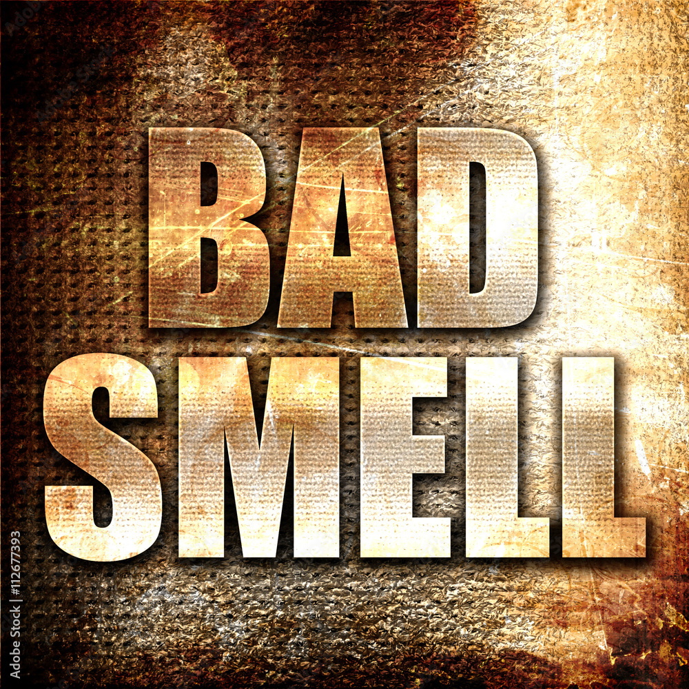 bad smell, 3D rendering, metal text on rust background Stock ...