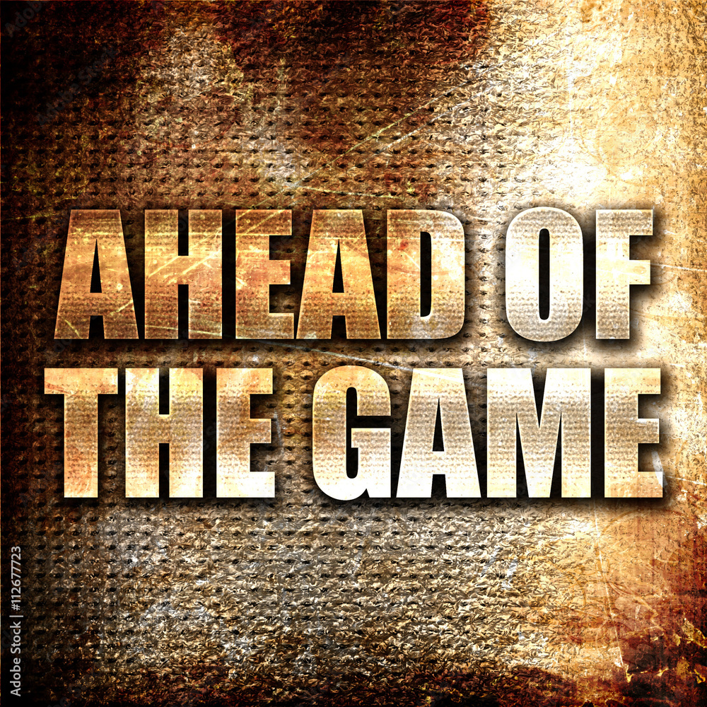 ahead of the game, 3D rendering, metal text on rust background Stock ...