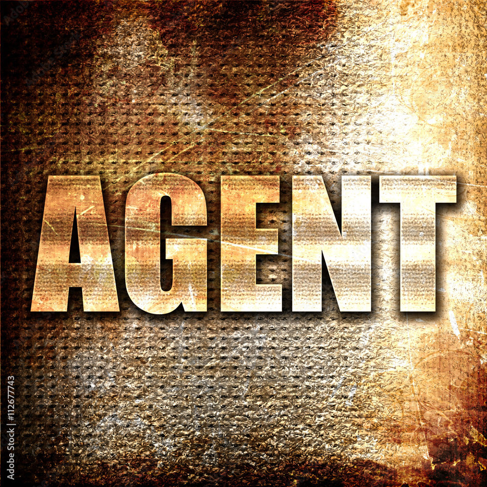 agent, 3D rendering, metal text on rust background Stock Illustration ...