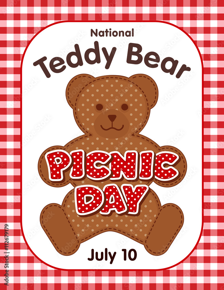 Teddy Bear Picnic Day poster, annual holiday in USA on July 10, kids ...