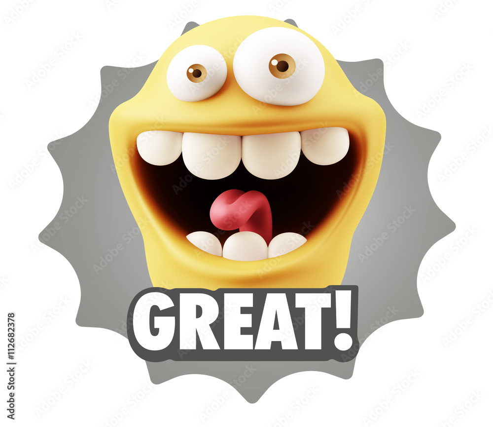 3d Illustration Laughing Character Emoji Expression saying Great Stock ...