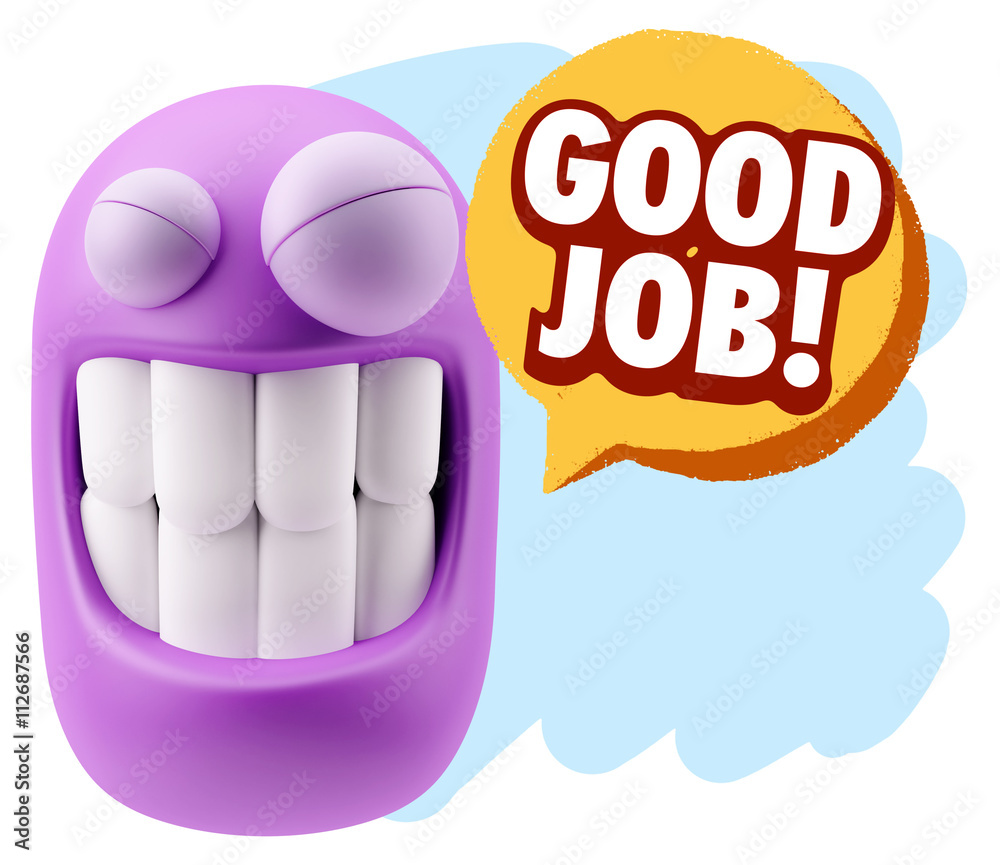 3d Rendering Smile Character Emoticon Expression saying Good Job Stock ...