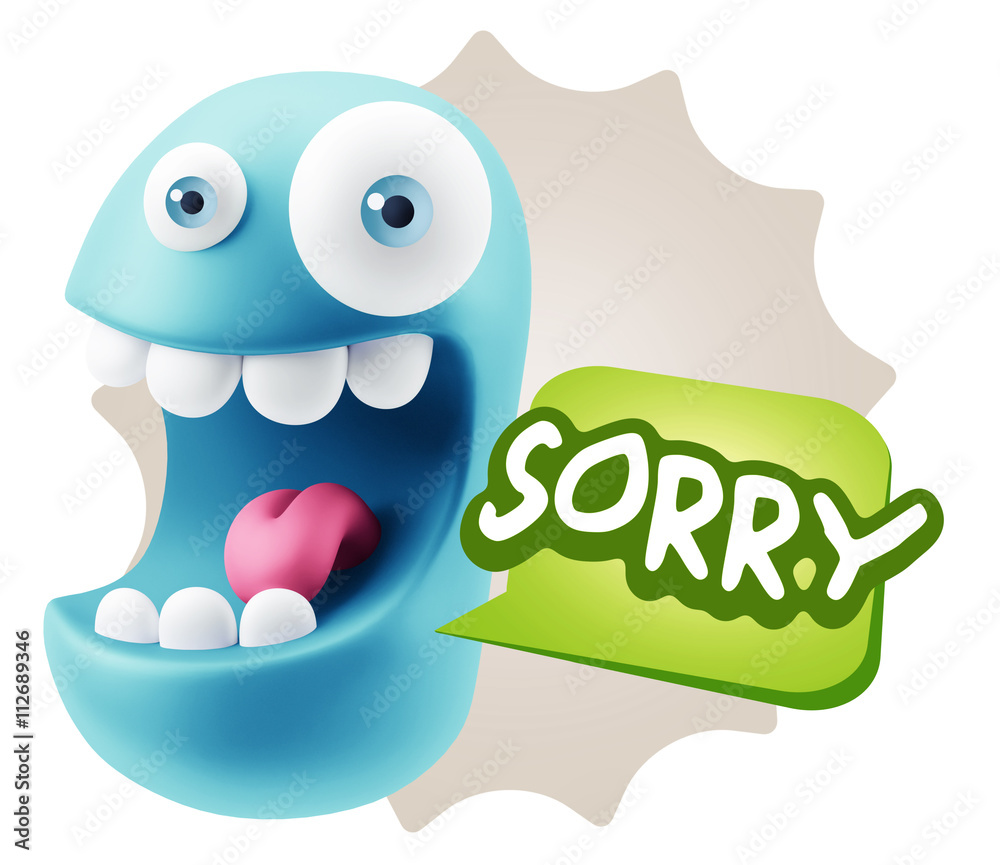 3d Illustration Laughing Character Emoji Expression saying Sorry Stock ...
