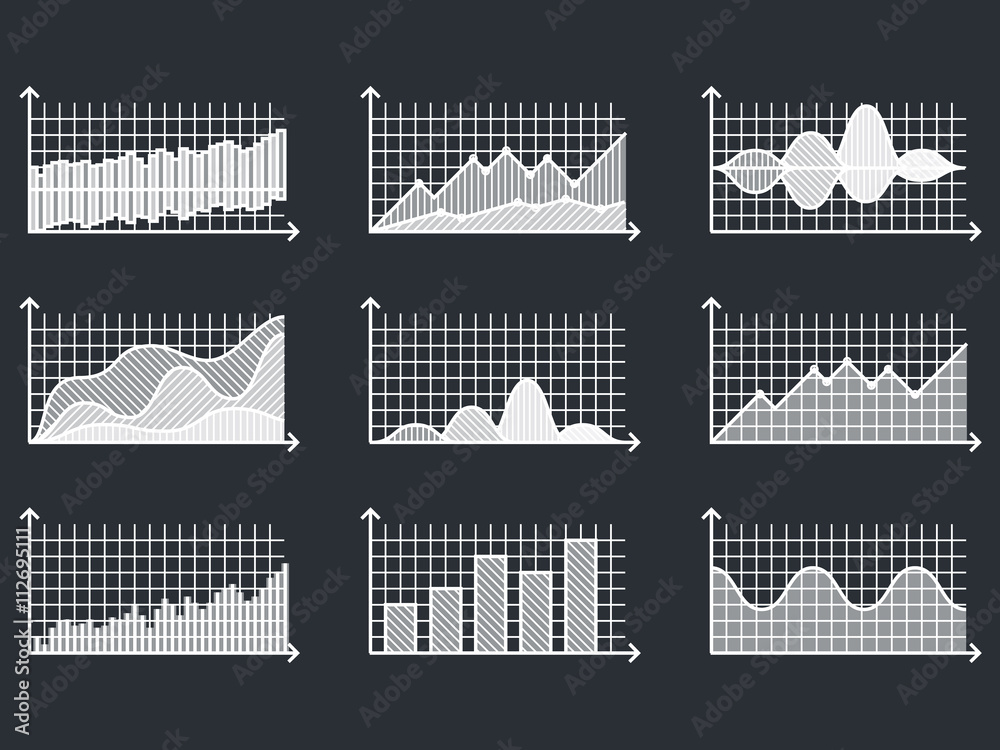 charts in thin line style Outline graphs for infographic vector ...